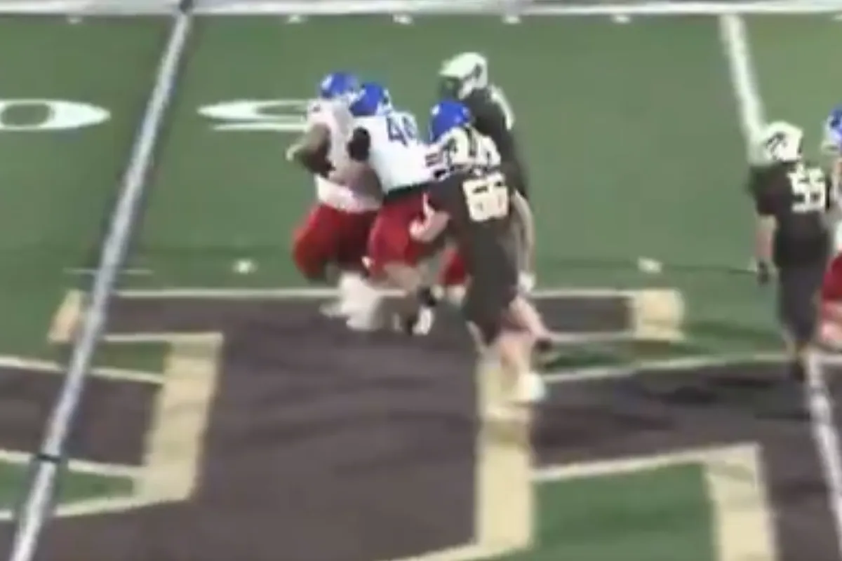The touchdown that defies physics: colossal lineman crushes 10 ...