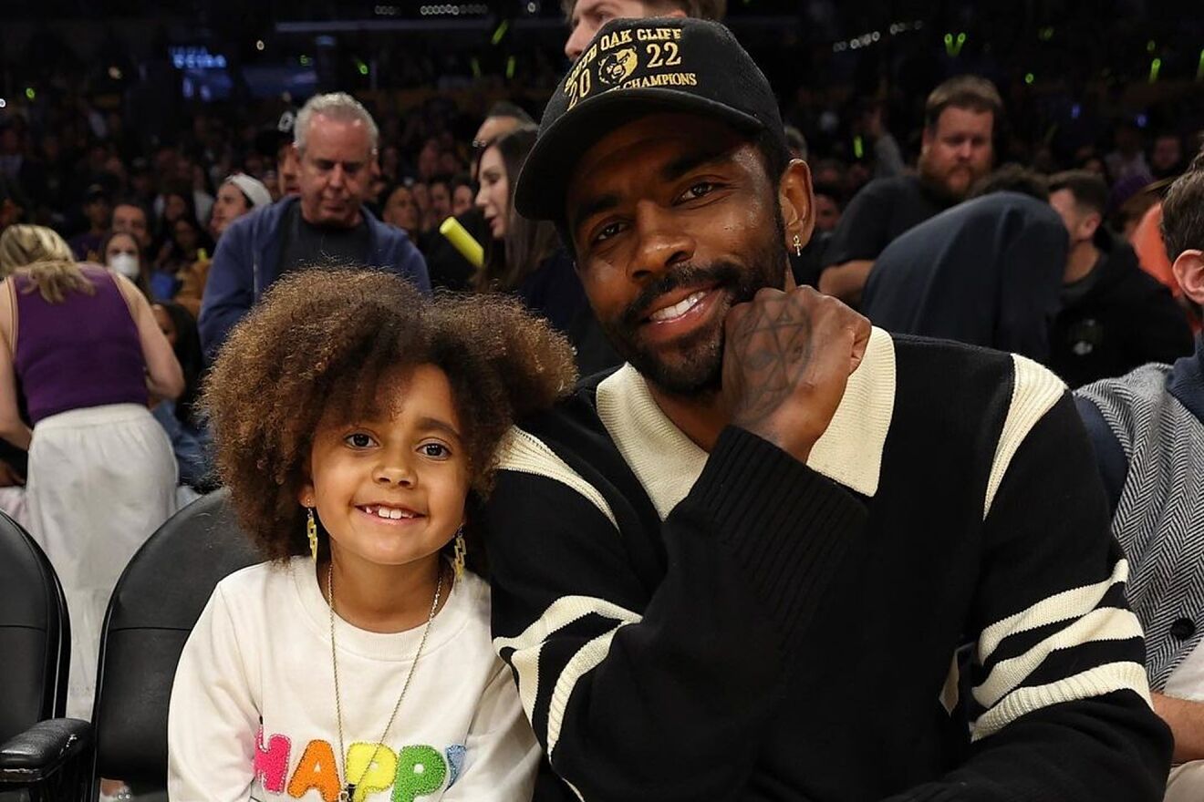 Kyrie Irving and his daughter share a moment with Angel Reese after ...