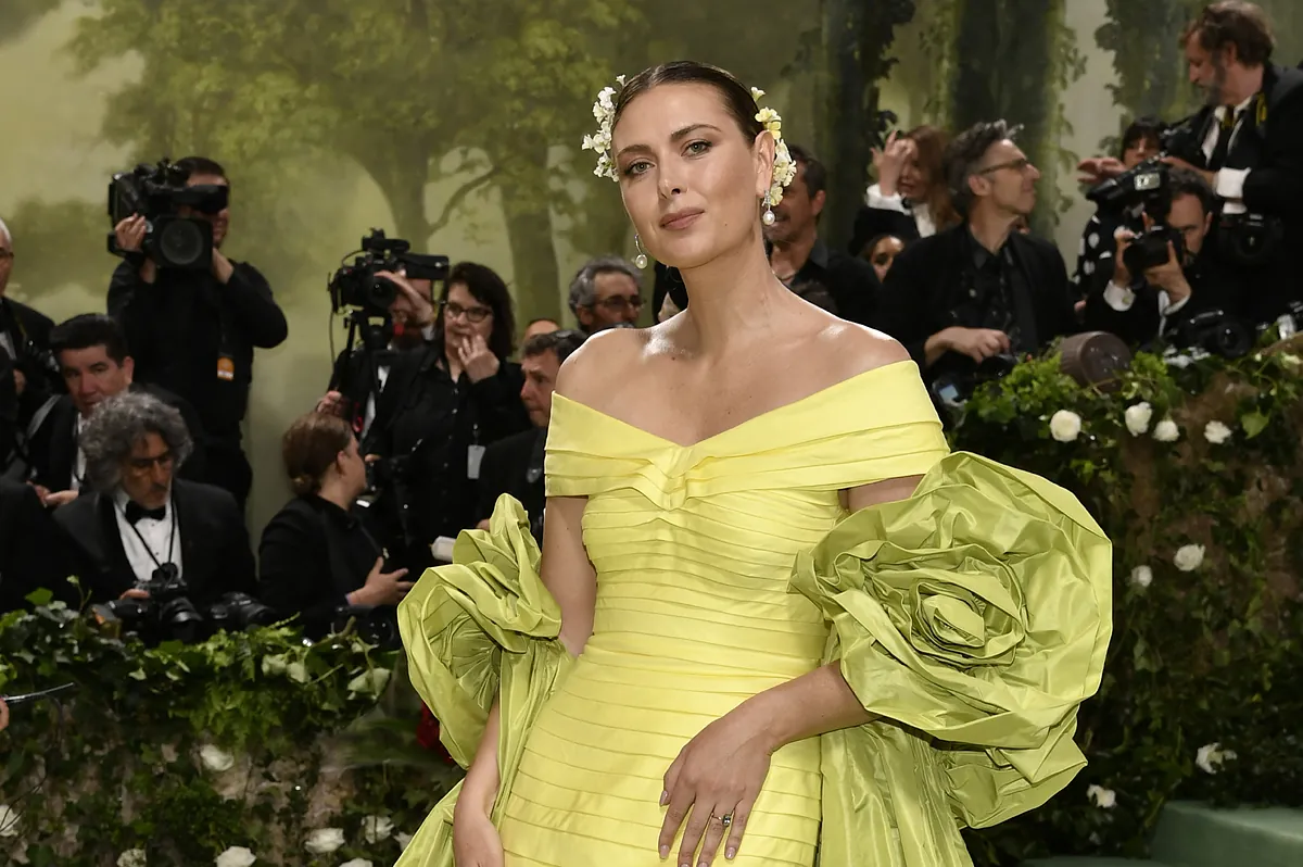 Maria Sharapova walks in a spectacular tennis ball gown without fiancé ...