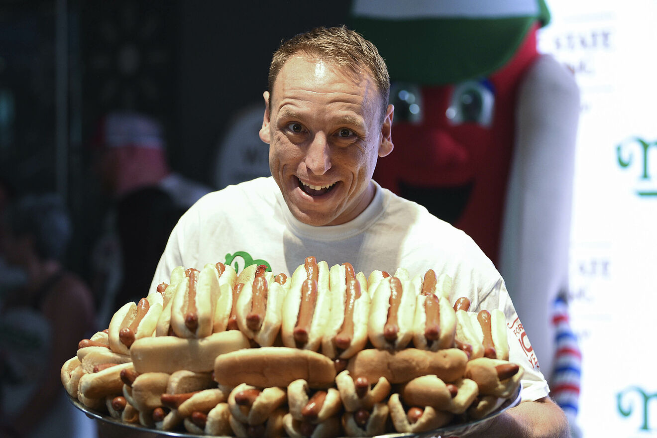 Joey Chestnut ran out of hot dogs but set another incredible record by ...
