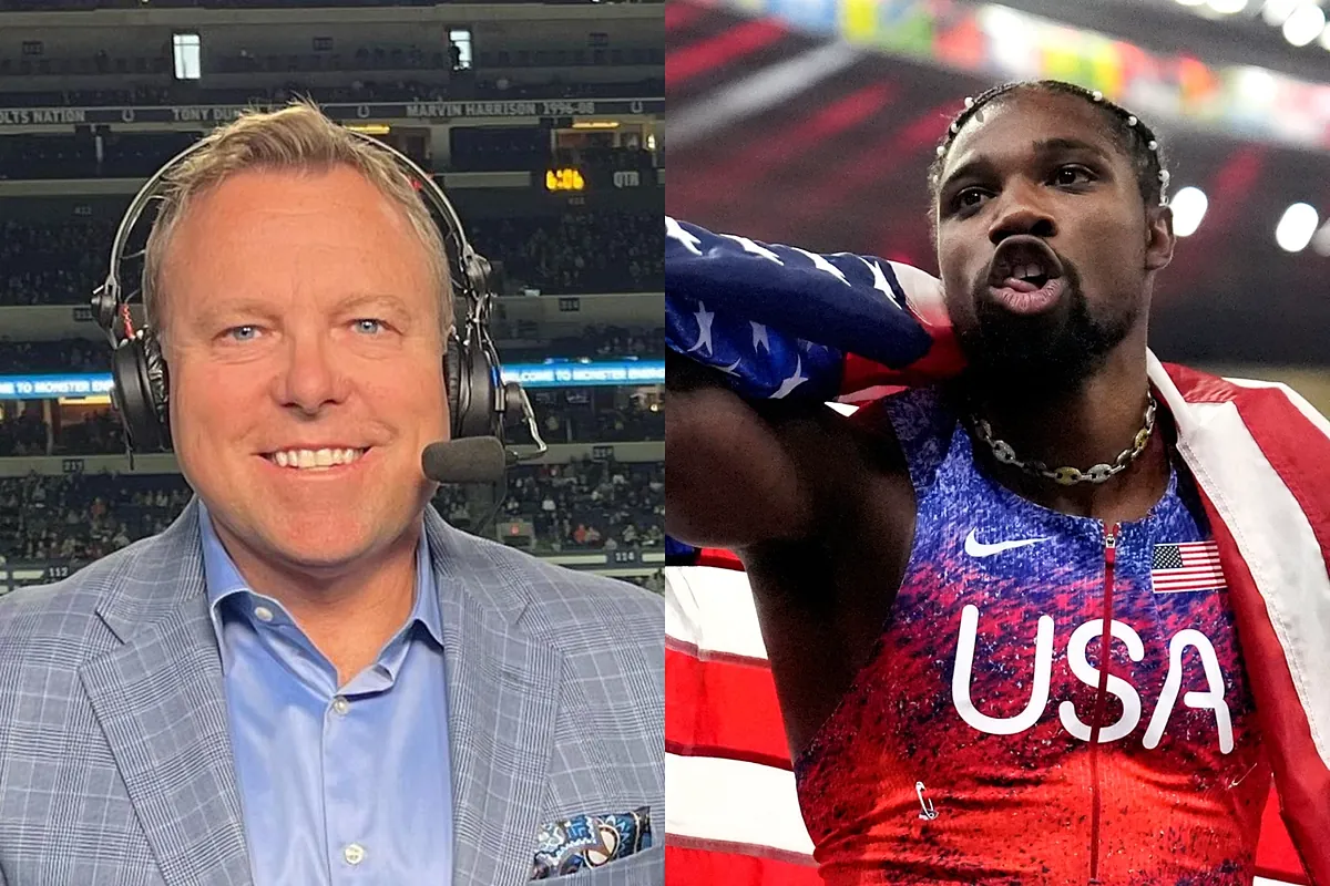 Noah Lyles' shocking win catches legendary announcer Leigh Diffey off ...
