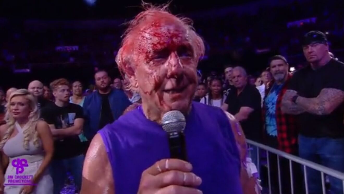 Ric Flair, 73, bleeds in final wrestling match, hugs The Undertaker and ...