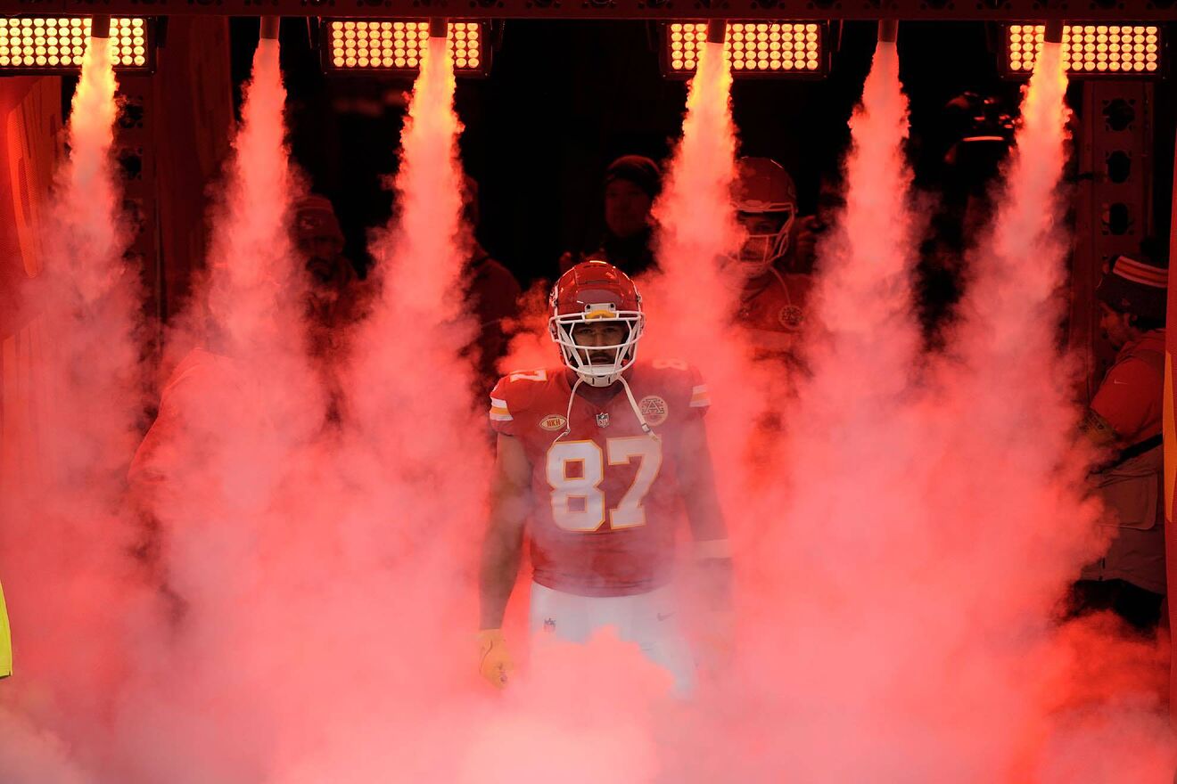 Travis Kelce suffers Taylor Swift jokes as Chiefs Super Bowl jersey ...