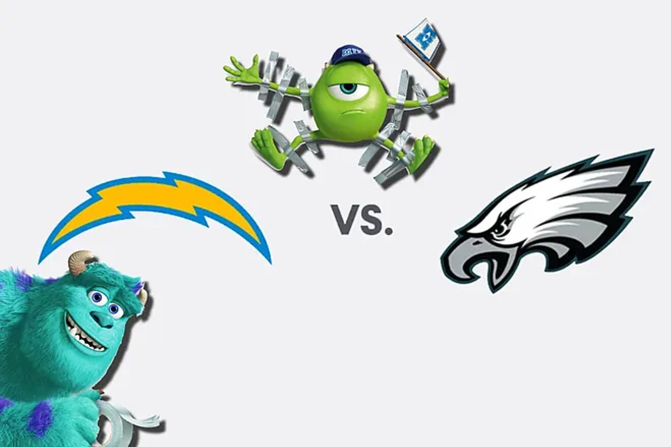 Where to watch Eagles vs Chargers Monday Night Football in the style of ...