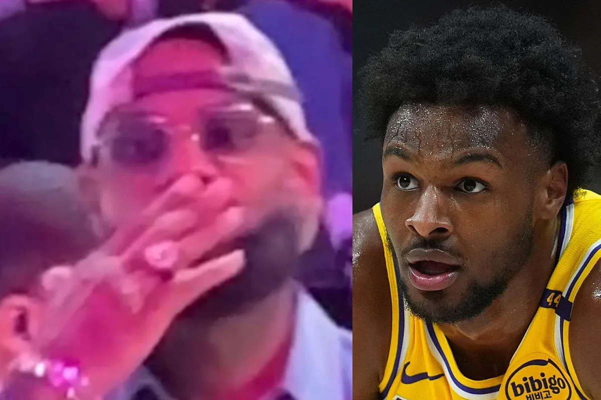 LeBron James blows a rare kiss to a woman in front of Bronny James ...