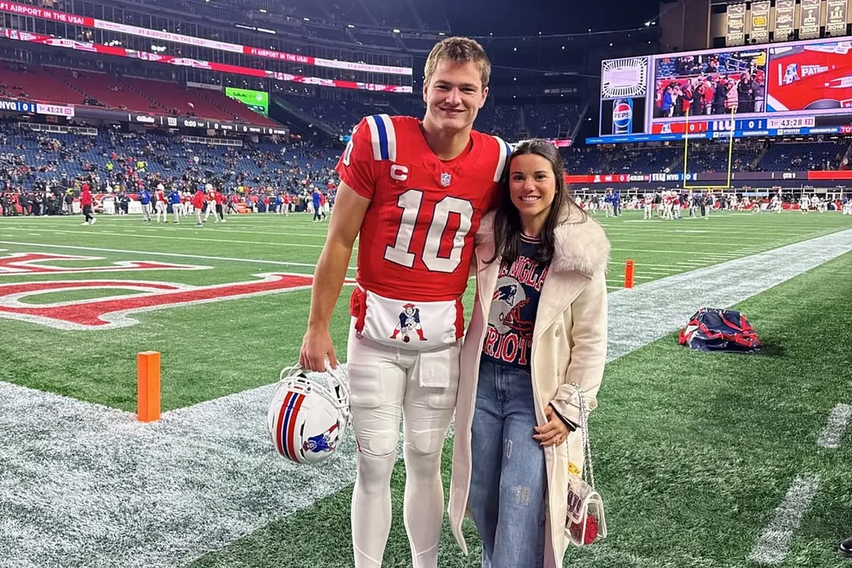 Drake Maye's wife steals the spotlight during his Patriots breakout ...