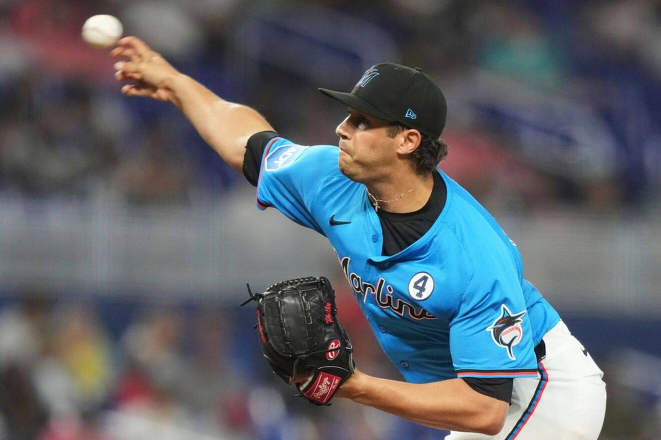 Miami Marlins pitcher slaps himself multiple times before getting a big ...