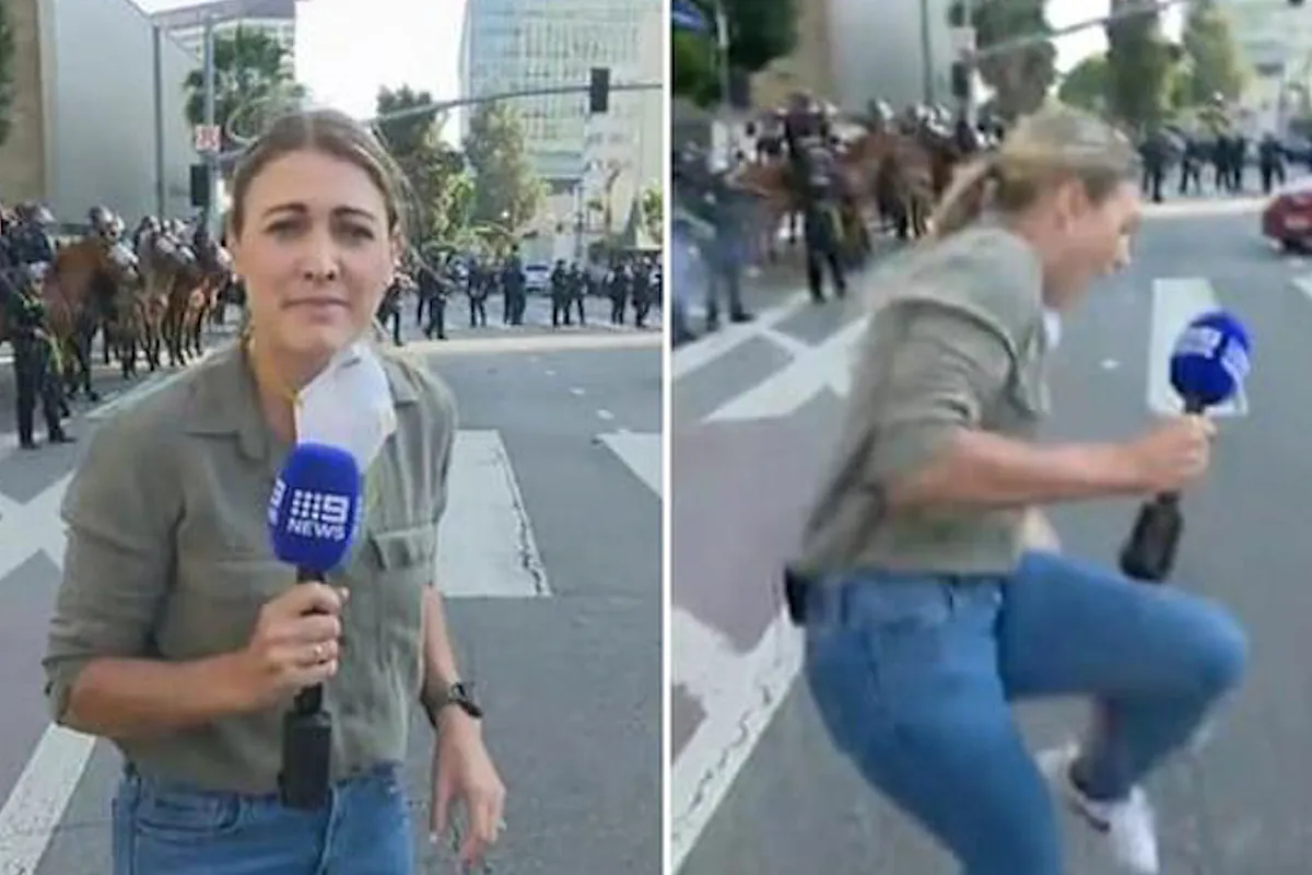 Warning Video: Reporter gets hit in the leg by rubber bullet and ...