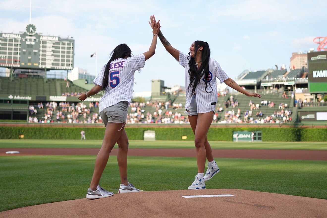 Angel Reese and Kamilla Cardoso shine as they deliver the opening pitch ...