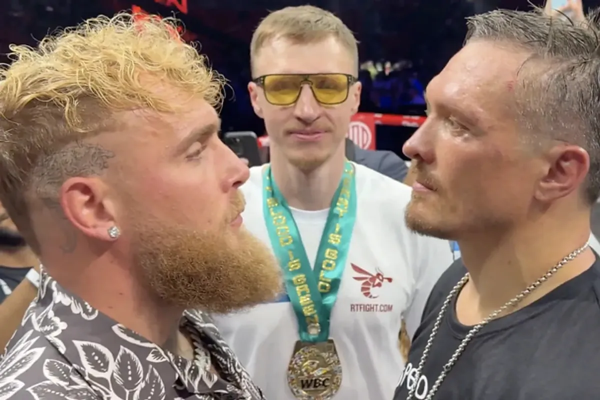 Tense face-off between Jake Paul and Oleksandr Usyk ends with a defiant ...