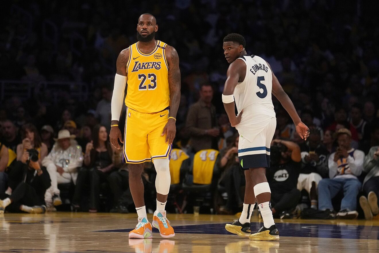 LeBron James and Anthony Edwards get into a "fight" during Lakers ...